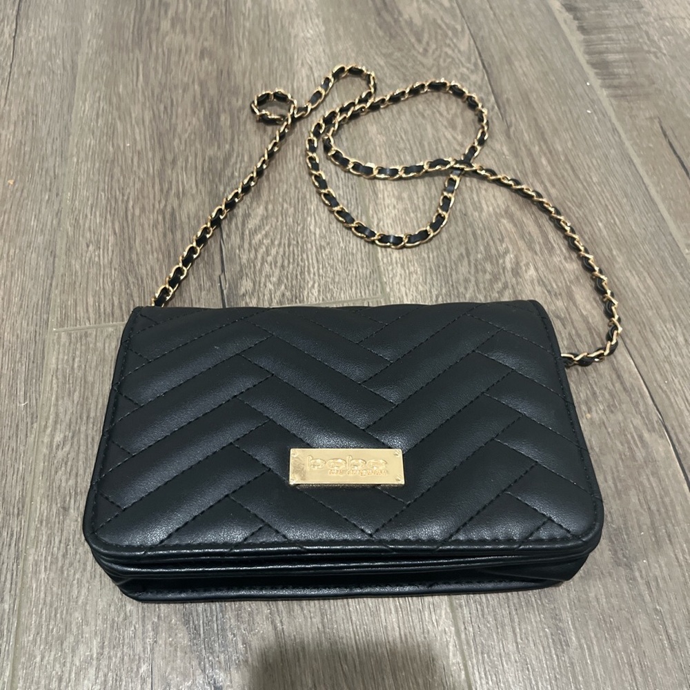 Bebe Black Faux Leather Quilted Pattern Purse/Crossbo… - Gem